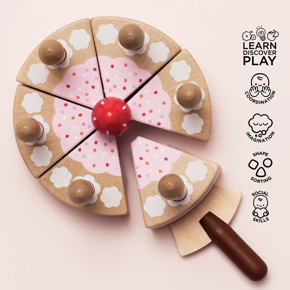 Sliceable Birthday Cake | Wooden Roleplay Food | Le Toy Van